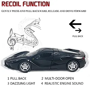 Compatible for 1:32 Ferrari Sportscar Race Car Model Toy for Kids Boy Girl or Adult Ideas Gift, Pull Back Toy Car Alloy Diecast Vehicle w/Sound & Light, for LaFerrari Lovers or Child (Black)