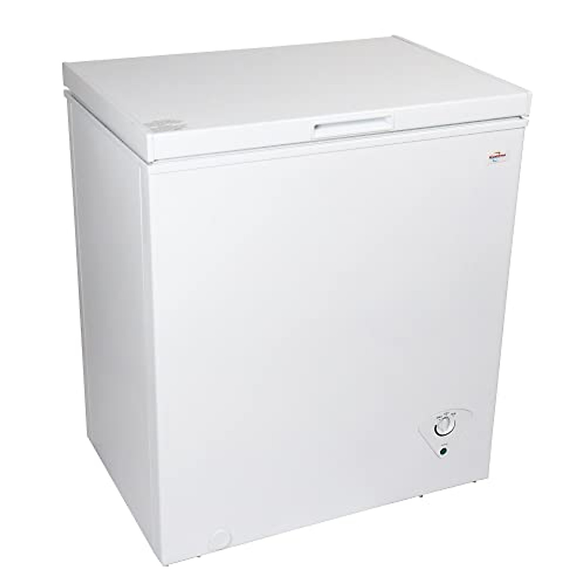 Koolatron Compact Chest Freezer, 5.5 cu ft (155L), White, Manual Defrost Deep Freeze, Storage Basket, Space-Saving Flat Back, Stay-Open Lid, Front-Access Defrost Drain, for Apartment, Condo, Cottage