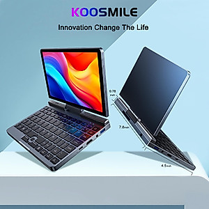KOOSMILE Mini Laptop,8 inch HD Touch Screen Mini Computer Windows 11 Pro,Intel N100 4 Cores 2-in-1 Pocket PC 12GB LPDDR5 RAM 512GB M.2 SSD, Gigabit | Wi-Fi 6 | BT5.2 | 2MP Camera | G-Sensor | HDMI