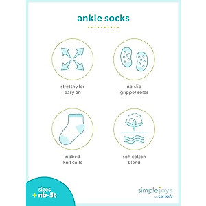 Simple Joys by Carter's Baby 12-Pack Socks, White Crew, 4-5T
