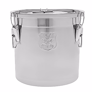 TOOL1SHOoo 21L/33L Airtight Rice Bucket 304 Stainless Steel Canister Food Storage Container Food Storage Container Airtight Canister Storage Bucket with Lid (21L)