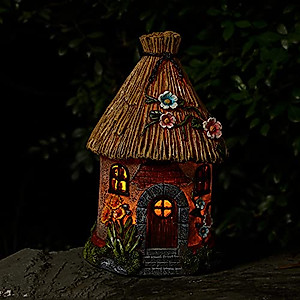 Yiosax Solar Lights Garden Decor-Easter Fairy House Decor The Village Enchanted Cottage Solar Powered Lights Yard Patio Decorations