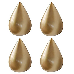 MARGUERAS 4pcs Water Drop Shaped Minimalist Design Decorative Creative Wall Mounted Coat Hat Hanger Hook (Gold)