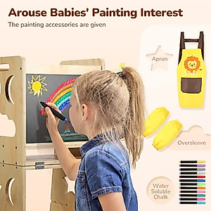 4 in 1 Convertible Learning Tower for Toddlers, MONBLAM Foldable Kitchen Step Helper Stool with Adjustable Height & Safety Rail for 1.5-5Y Kids Kitchen Bathroom Counter