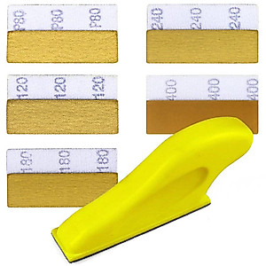 100 Sheets Micro Sander Kit 3.5” x 1” Mini Sander for Small Projects, Detail Handle Sanding Tools + Sandpaper 80 120 180 240 400 Grit for DIY Crafts Wood Tight Narrow Spaces Polishing, by POLIWELL