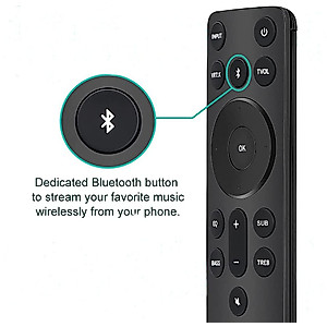 New Bluetooth Replacement Remote fit for Vizio 2.1 5.1 Home Theater Sound Bar, Vizio M, V, P-Series Home Audio Sound System, Vizio Channel Soundbar System with Subwoofer