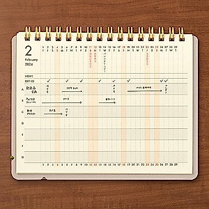 Midori 22285006 Plus Stand Diary Notebook, 2024, B6 Transformation Size, Monthly, Navy Blue, Starts October 2023 (beige)