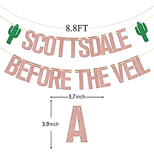 Scottsdale Before the Veil Banner, Bachelorette Party Decorations, Final Fiesta Bachelorette Cactus Decors, Bride to Be Engagement Bridal Shower Supplies Rose Gold Green Glitter