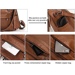 Artwell Backpack Purse for Women Fashion PU Leather Designer Travel Large Ladies Shoulder Bags Tote Tassel Rucksack (Brown)