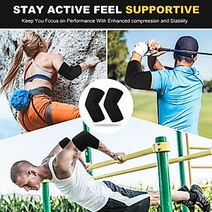 JUSDIQIR Elbow Compression Sleeves, Elbow Brace for Men Women, Tennis Golfer's Elbow Support, Arm Support Sleeves For Sports Protection And Pain Relief (Black)