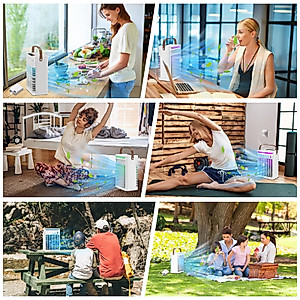 Portable Air Conditioners, Portable AC Cooling Fan with 5 Wind Speeds, 680ml Evaporative Air Conditioner, 7 LED Light, 2-8H Timer, 2 Cool Mist Air Conditioners Humidifier Fan for Home Office Room