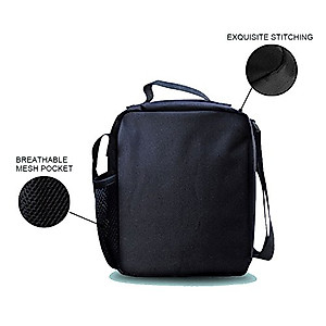 ANYFOCUS 3D Airplane Design Kids Lunch Bag Durable Insulated Lunchbox Small Black Lunch Box for Children Boys Girls Customized Cooler Bag with Adjustable Shoulder Strap