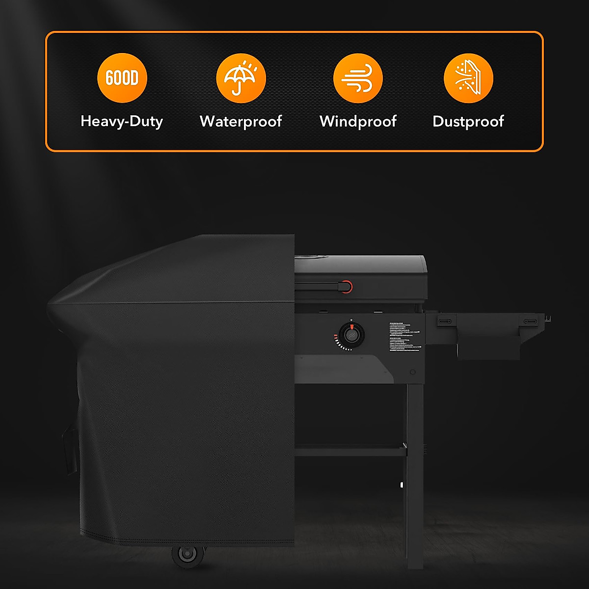 Heavy Duty Griddle Cover compatible with 5483 Blackstone 28 inches Griddle Cooking Station with Hood, Water Resistant, Weather Resistant, 600D Polyester Flat Top Gas Grill Cover with Straps, 28" Black