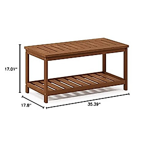 Furinno FG18508 Tioman Hardwood Patio Furniture 2-Tier Coffee Table in Teak Oil, Natural