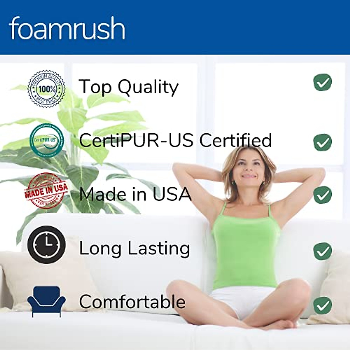 FoamRush 6-Inch Bunk (34" x 75") Mattress Cooling Gel Memory Foam RV Mattress Replacement, Medium Firm, Comfort, Pressure Relief, Made in USA, Travel Camper Trailer Truck, Cover Not Included