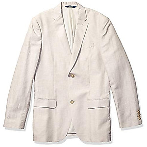 Perry Ellis Big & Tall Suit Jacket Men's Big, Natural Linen Herringbone, 46 Long (Tall)