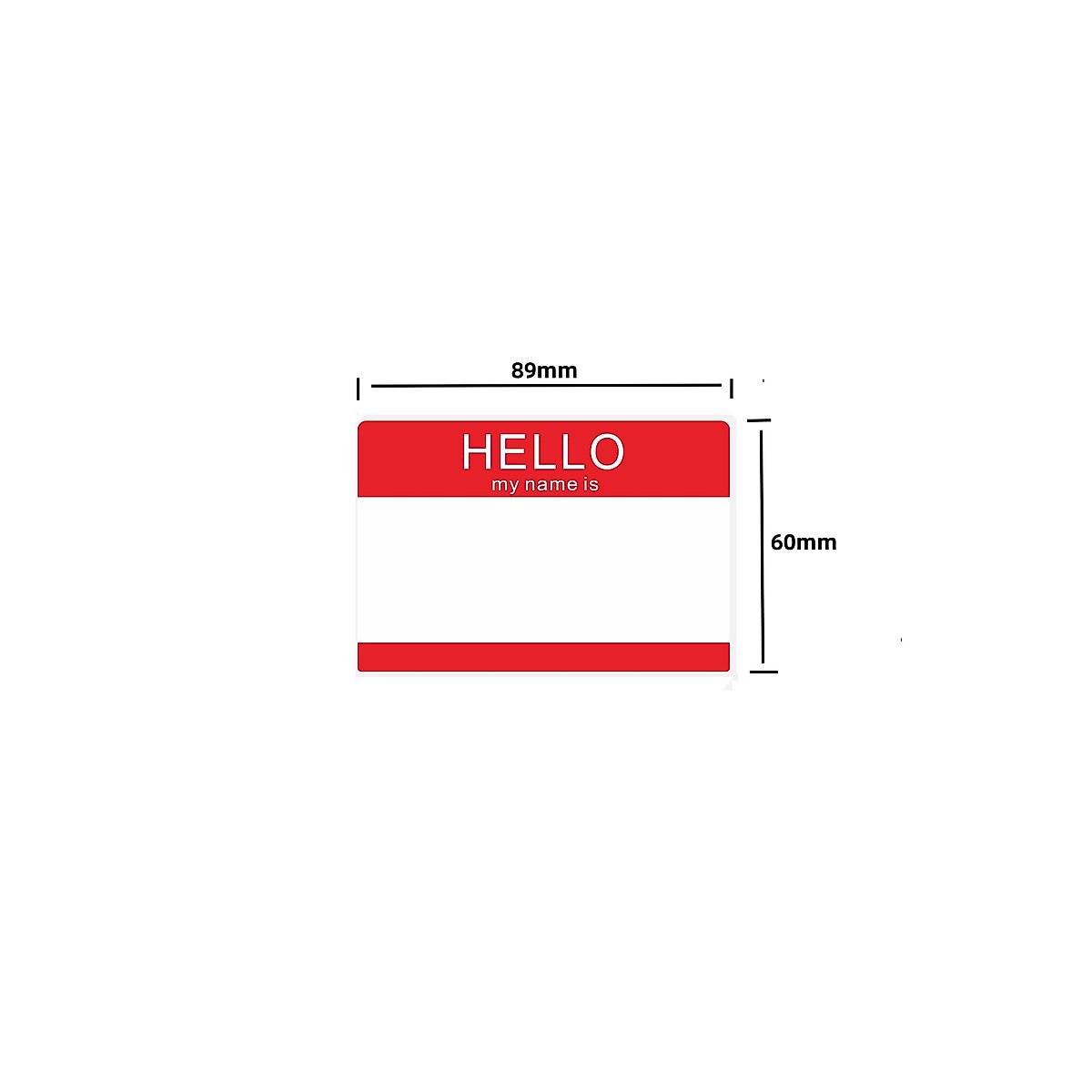 Hybsk Hello My Name is Red Name Tag Identification Stickers 3-1/2” x 2-3/8” Total 200 Labels Per Roll (Red)