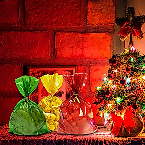 Yotelab Colored Cellophane Bags for Candy, Cookie, 6x9 Inches 100 Pcs Colorful Cellophane Treat Bags with Twist Ties