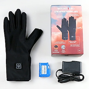 MOUNT TEC Light Weight Stretch Heating Glove Liners Heated Gloves for Men & Women Hand Warmer for Winter Sports Dog Walking Biking Riding Skiing Cycling Hunting Snowboarding (Black, M/L)