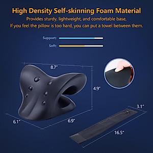 Cozyhealth Neck Stretcher for Neck Pain Relief, Heated Cervical Traction Device Pillow with Graphene Heating Pad, Neck and Shoulder Relaxer for TMJ Pain Relief and Cervical Spine Alignment (Black)