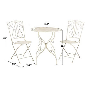 SAFAVIEH PAT5028A Outdoor Collection Semly Pearl White 3-Piece Bistro Set