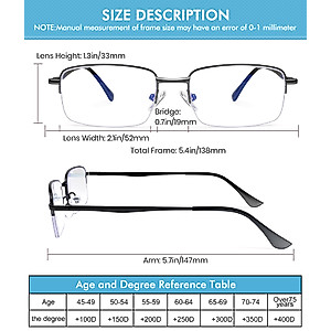 FelixAim 4 Pack Blue Light Blocking Reading Glasses for Men 3.0 Half Rim Metal Readers with Spring Hinge Computer Eyeglasses