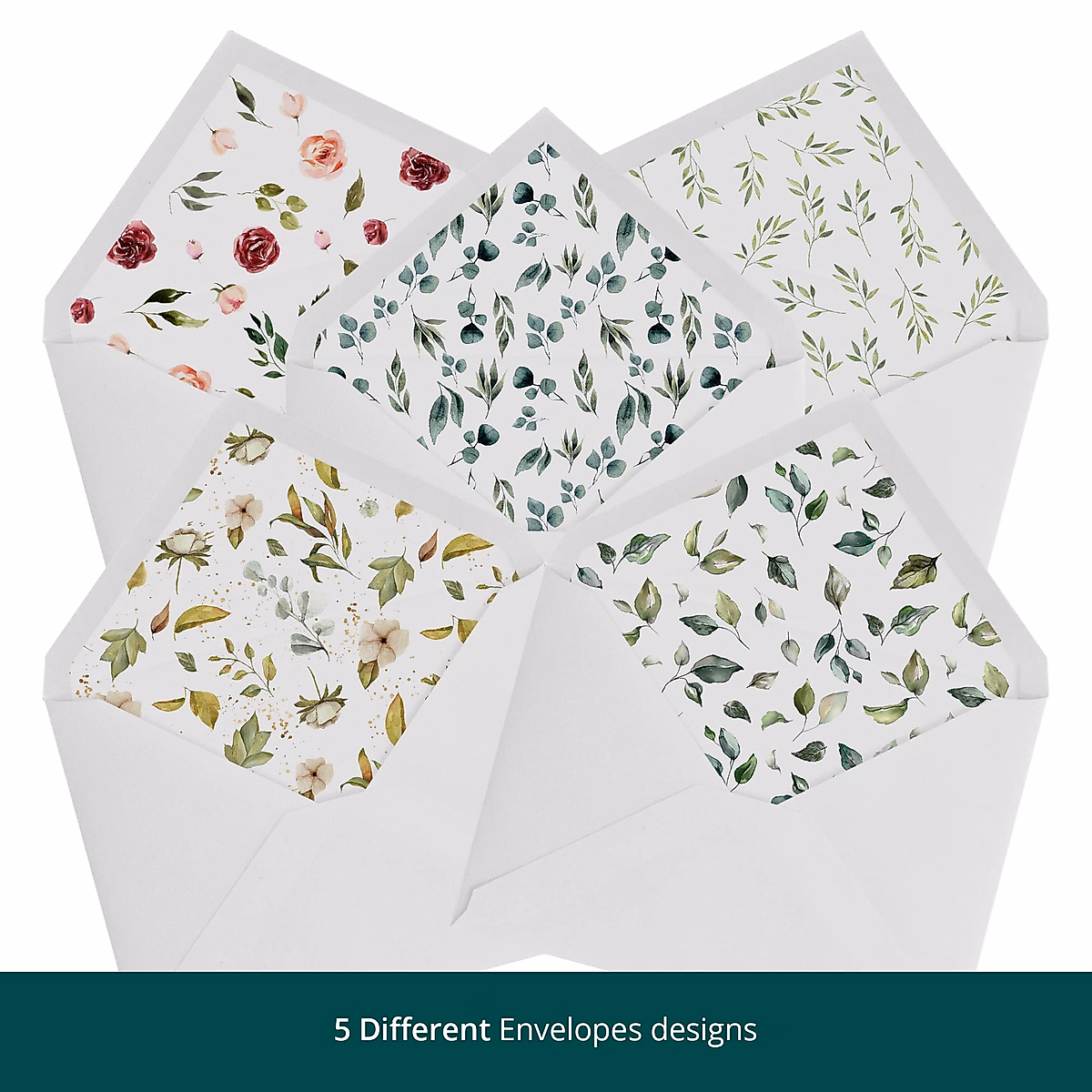 Dessie 50 Different Sympathy Cards with Greetings Inside. 5x7 Inch 50 Condolence Cards with Crisp Designs, Envelopes and Matching Floral Sealing Stickers. Multi