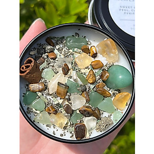 Money Magnet Manifestation Herbal Intention Candle | Ritual Altar Tool Crystal Spell Infused Scented Soy Candle Witchy Gift | Wealth Abundance Prosperity