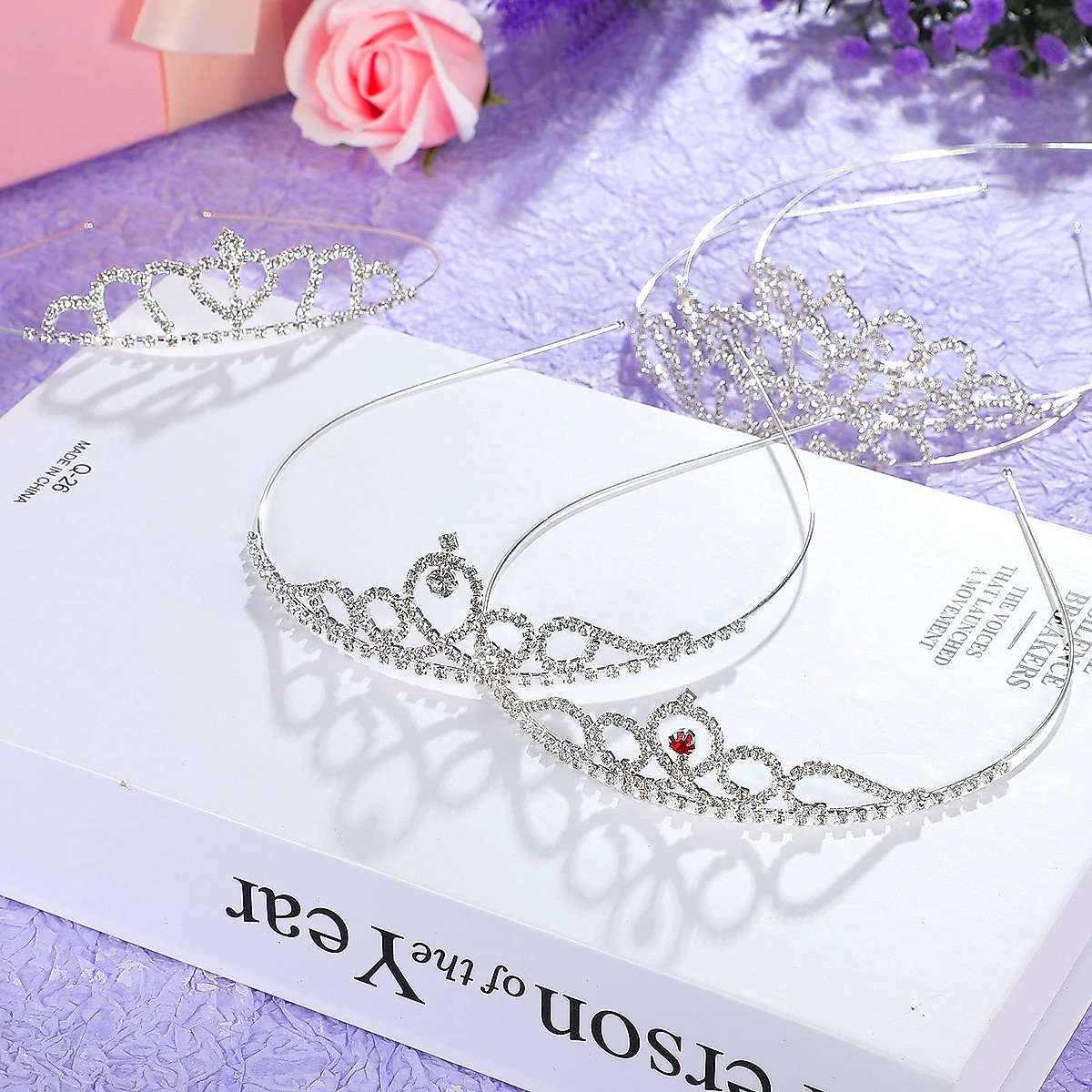 Chuangdi 16 Pcs Bulk Girls Tiara Crown Silver Princess Rhinestone Headband Crystal Wedding Tiara for Kid Women Birthday Party(Lovely Style)