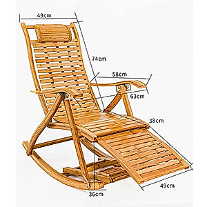 Lounge Chair, Zero Chair,Lounge Chairs,Wooden Folding Rocking Chair Balcony Bamboo Adjustable Back Chair with Headrest and Foot Massage Outdoor Sun Loungers,Support 300kg