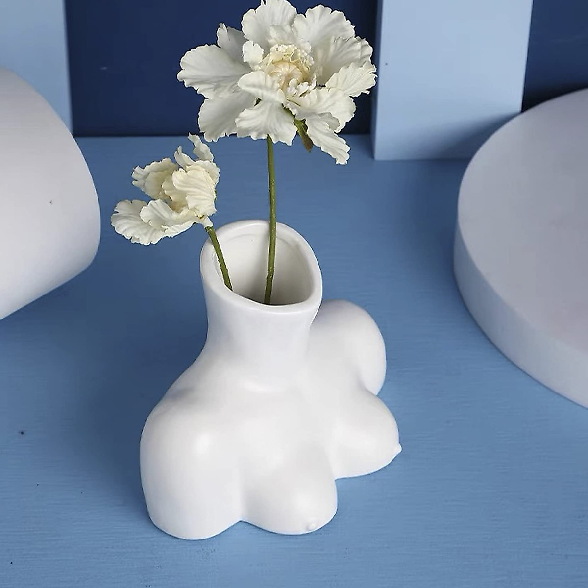 Lemonadeus Feminine Body Vases, Feminine Curve Vase Ceramic Charming Breast Vases for Modern Bohemian Home Decoration Bust Pot Body Vase Female Form Flower Vases (white)