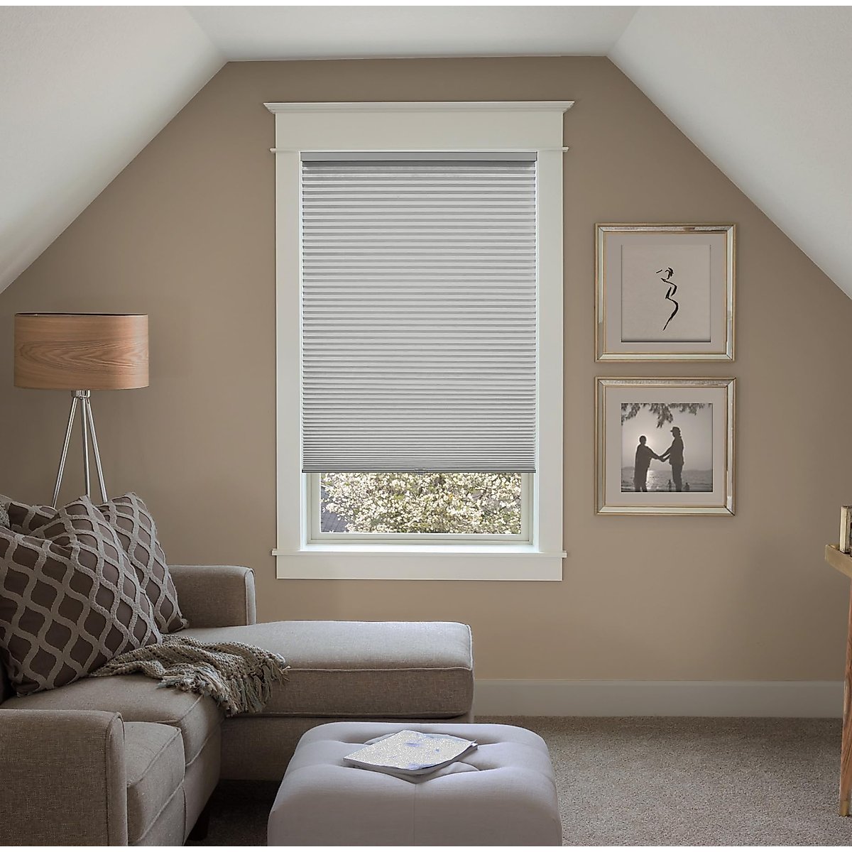 BlindsAvenue Custom ¾” Pleat, Cellular Shades, Color Urban Gray, Blackout Fabric Available in 2 Cordless Lift Systems. Customize to Widths Between 18”-96” Wide & Any Height Between 18”–84”