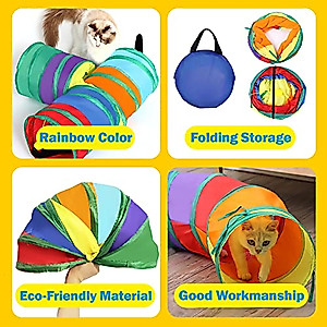 Boziyv Cat Tunnels for Indoor Cats, 2pack Collapsible Rabbits Pet Play Tunnels T S-Shape Tube Kitten Bunny Tunnel with Interactive Ball for Holland Lops