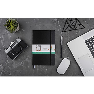 YeeATZ Hardcover Notebook Blank Journal Sketchbook for Drawing, Medium 5.5 by 8.4 Inch, 100 GSM Thick Paper (Black, Plain)