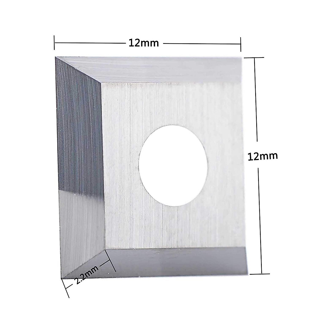 SpeTool 10pcs Square Carbide Inserts Replacement for Slab Flattening Router Bit (12mmx12mm, 2.2mm Thick), 35 Degree Cutting Angle, Straight -Hole