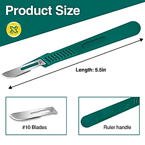 10 PCS Scalpel Blades with #10 Scalpels Surgical Blades,Disposable Blades with Protective Cover,Laboratory Blade-Lab Knives- Carving Blades with Handle-Art Blades Practicing Cutting-Crafts & More