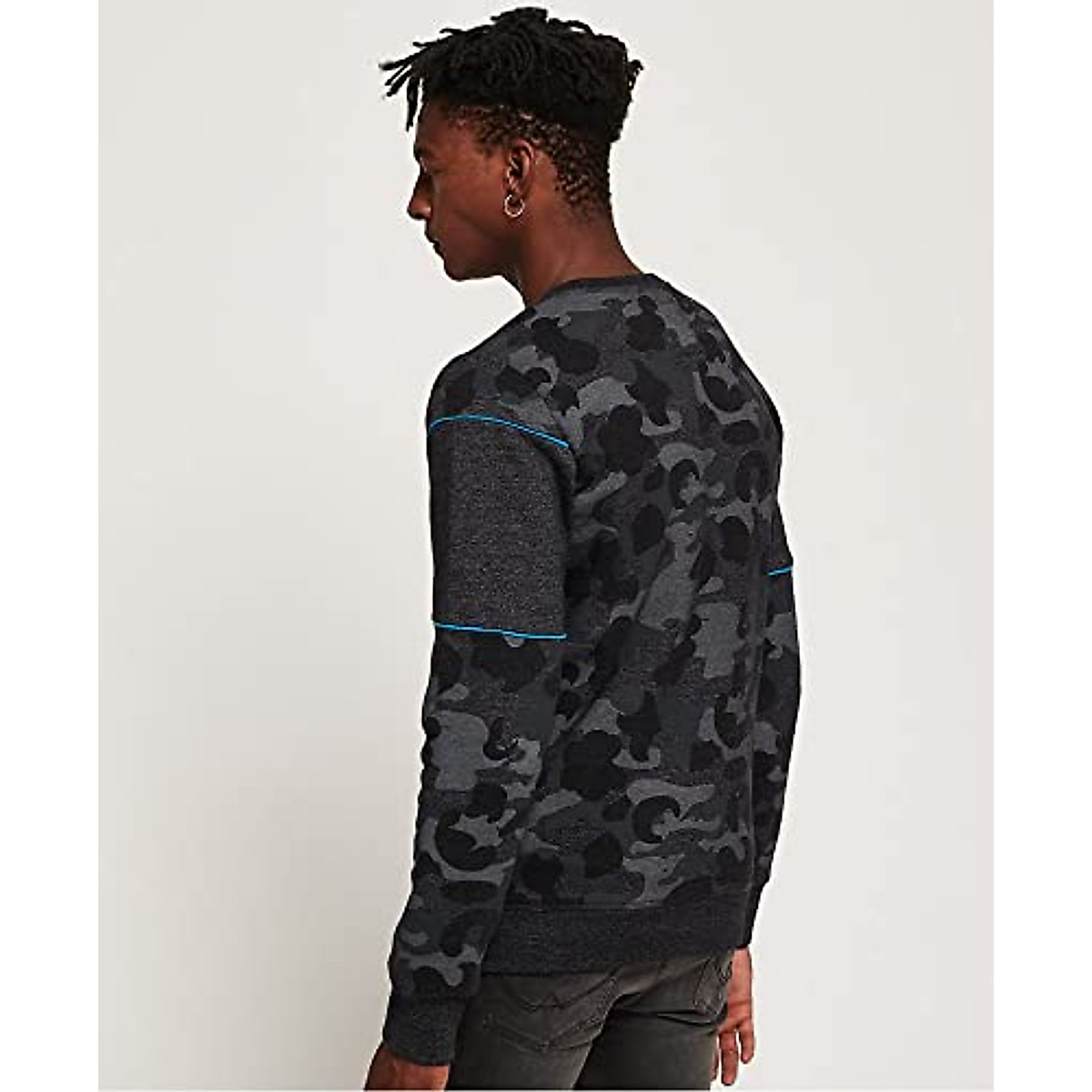 Superdry Mens Vintage Logo Camo Panel Sweatshirt Black Grit Size S