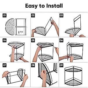 mahueeol Corner Bathroom Organizer for Countertop,2-Tier Cosmetic Holder Vanity Rack,Detachable Standing Rack Kitchen Cabinet Spice Rack Metal Bathroom Shelf for Shower Caddy Wire Shelf
