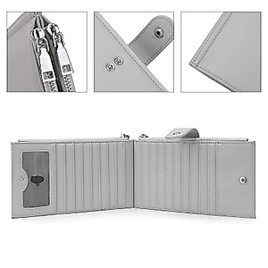 YALUXE Women's Card Wallet RFID Blocking Vegan Leather 19 Cards Holder with Zipper Pocket for Phone