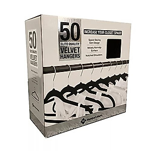 Member's Mark Elite-Quality Black Velvet Hangers with Chrome Hooks (Pack of 50)