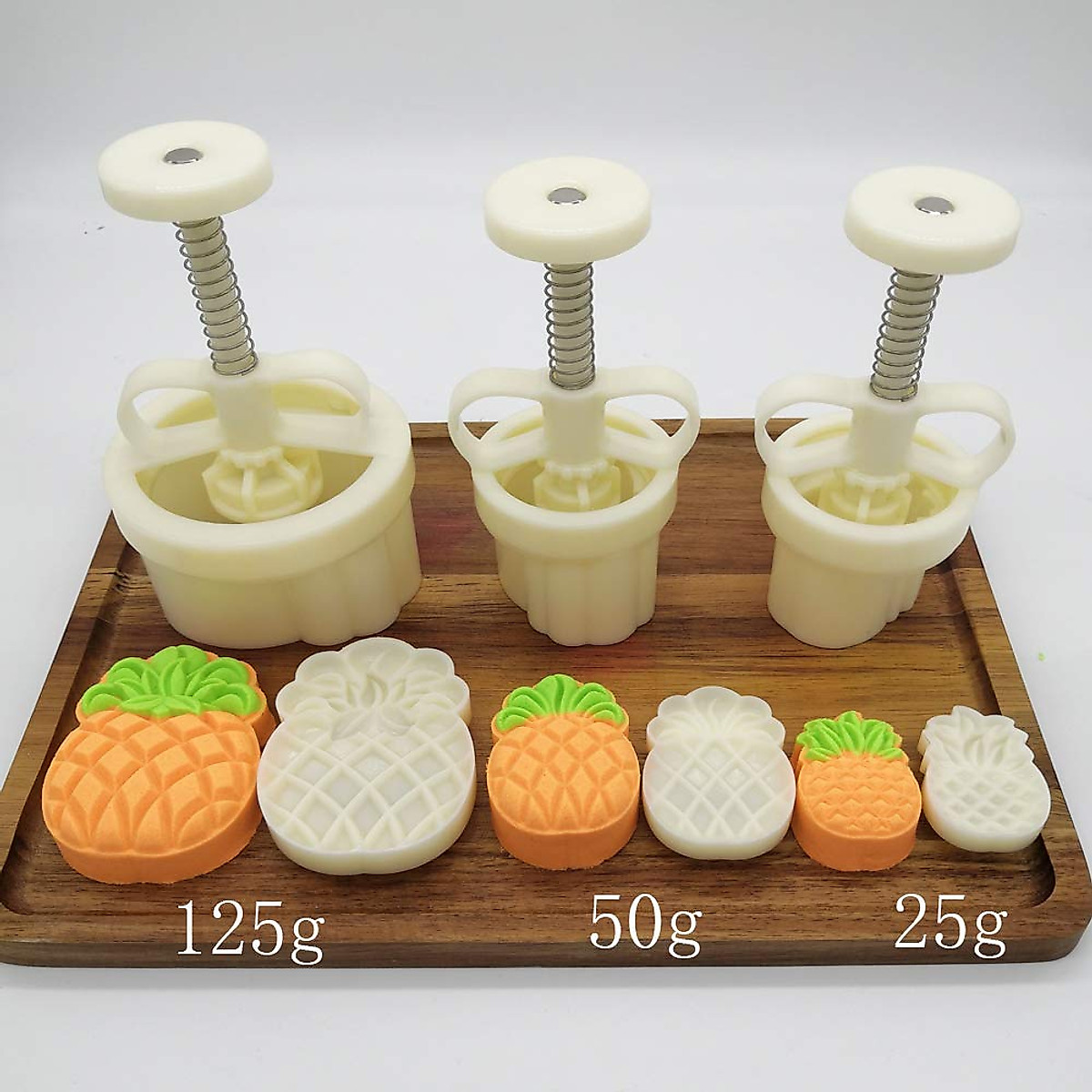 2pcs 25g Cookie Stamps Pineapple Shape, Thickness Adjustable Moon Cake Mold Set Festival DIY Hand Press Cookie Dessert Cutter Pastry Decoration Tool Maker