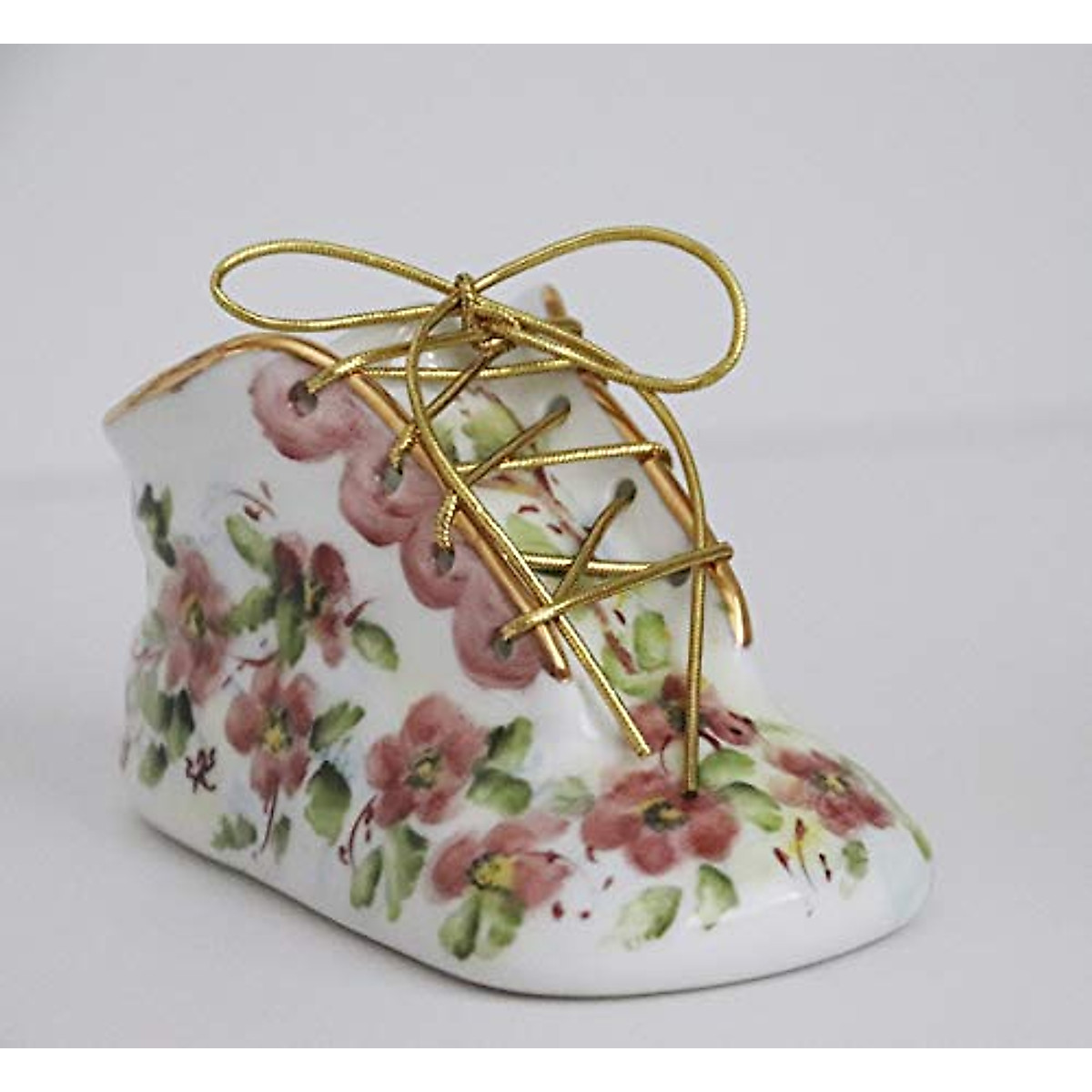 Porcelain Baby Shoe - Baptism or Christening - 100% Hand Painted Ceramic Baby Shoe Keepsake- Baby Dedication