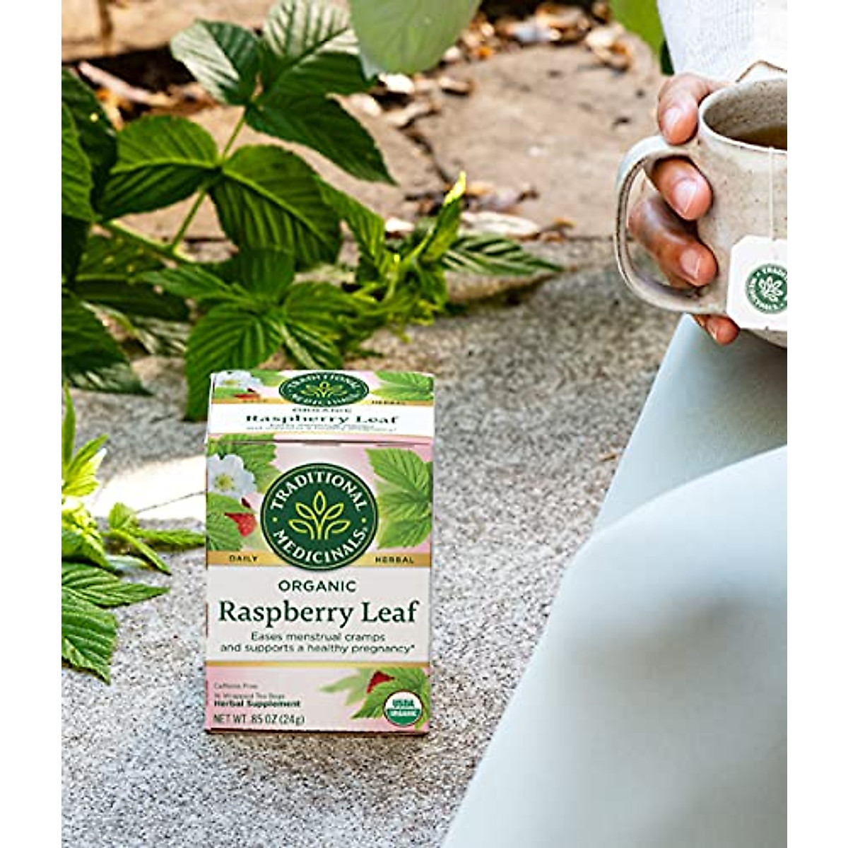 Traditional Medicinals Organic Raspberry Leaf Herbal Tea Caffeine Free, (Pack of 4) Total 64 Total Bag Tea