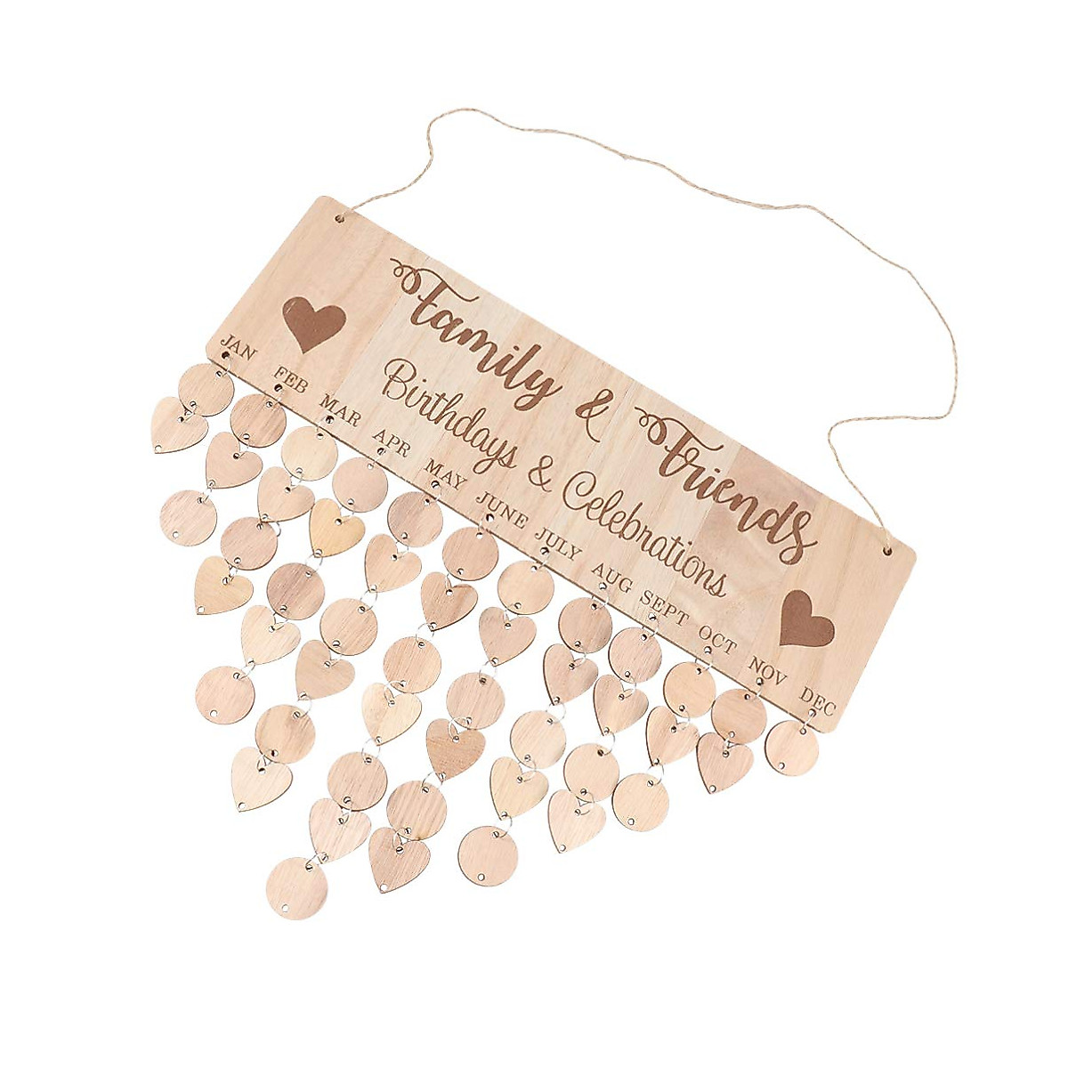 BESPORTBLE Wall Calendar SimpleCreative Nordic Style Hanging Wooden Calendar Pendant for Store Office Home Reminder Wall Calendar