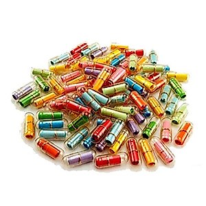 mollensiuer 100Pcs Lovely Mini Pill Shaped Message Bottles Capsule Letter Friendship Wishing Bottles for Wedding Decoration, Party Favors