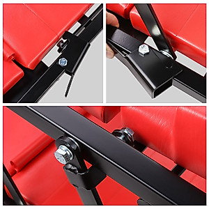 DNA Motoring TOOLS-00192 48" 2 IN 1 Folding Rolling Garage Shop Creeper Roller Seat, 7 Pcs 2" Casters, 350 Lbs Weight Capacity, Red