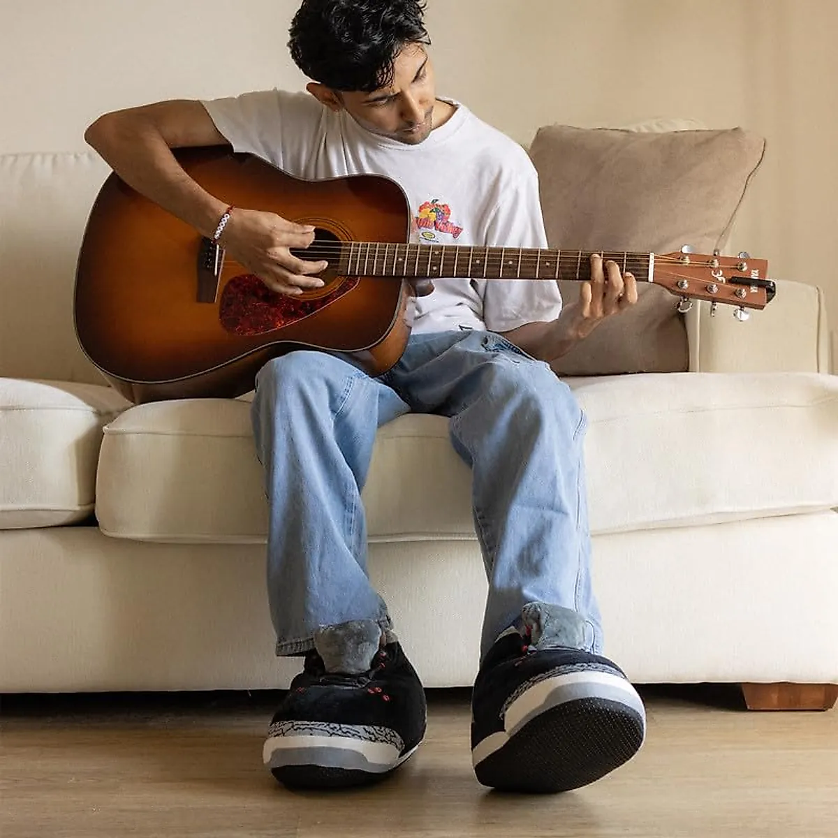 Yours 2 Keep Black Marble Sneaker Slippers, Unisex One Size Fits Most Mens, Womens, and Kids