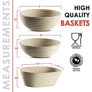 Bread Banneton Proofing Basket [Set of 2] Oval 10x6 Inch Sourdough Rising Baskets with Liner
