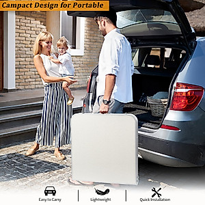 Outvita 4ft Portable Folding Camping Table, Outdoor Waterproof Adjustable Height Table, Aluminum Lightweight Suitcase Foldable Table for Picnic BBQ Beach Dining