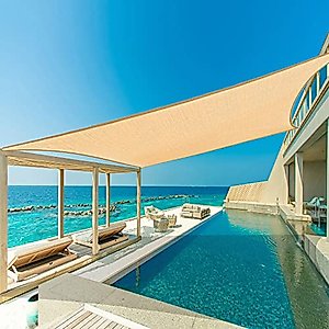 Garden EXPERT 20'x20' Sun Shade Sail Sand Large Square Canopy Sail Shade Cloth for Patio Garden Outdoor Backyard